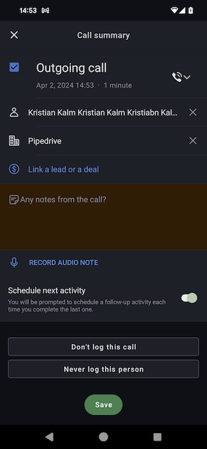 Mobile app integration: JustCall - Knowledge Base | Pipedrive